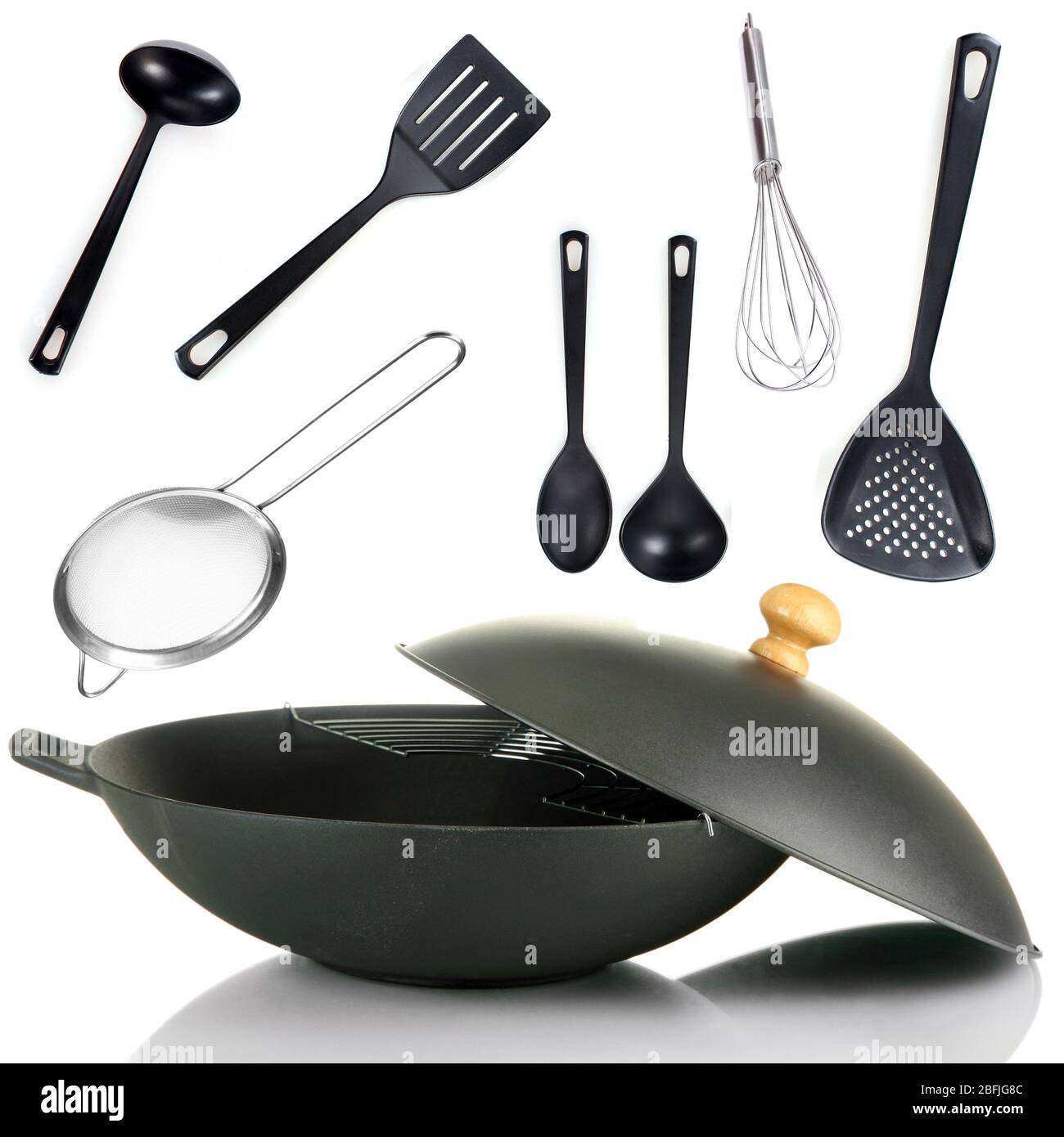 Kitchen utensils isolated on white Stock Photo - Alamy
