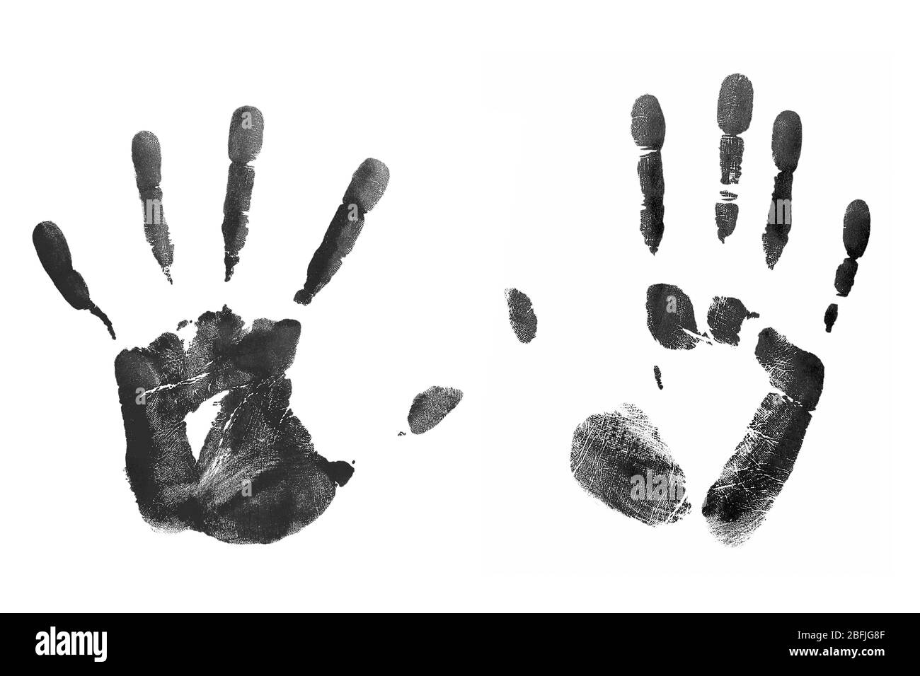 Black prints of human palms isolated on white Stock Photo - Alamy