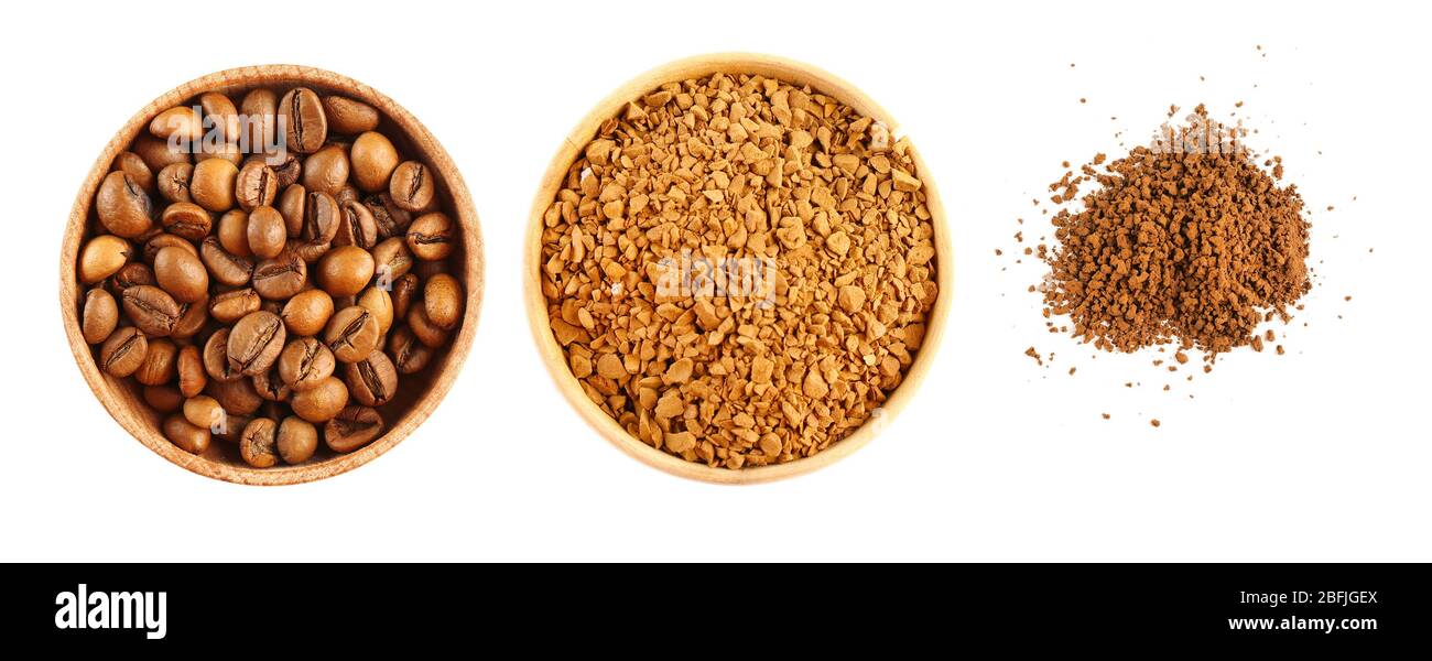 Different coffee beans isolated on white Stock Photo - Alamy