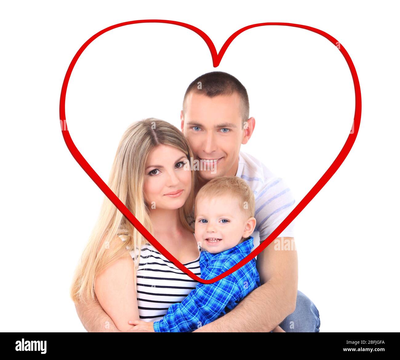 Happy family with drawing of heart Stock Photo - Alamy