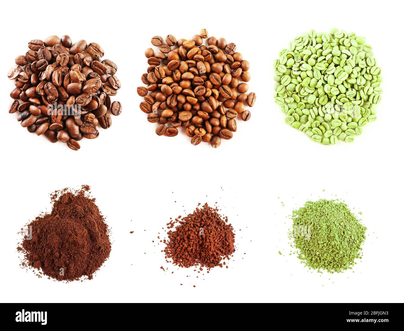 Different coffee beans isolated on white Stock Photo - Alamy