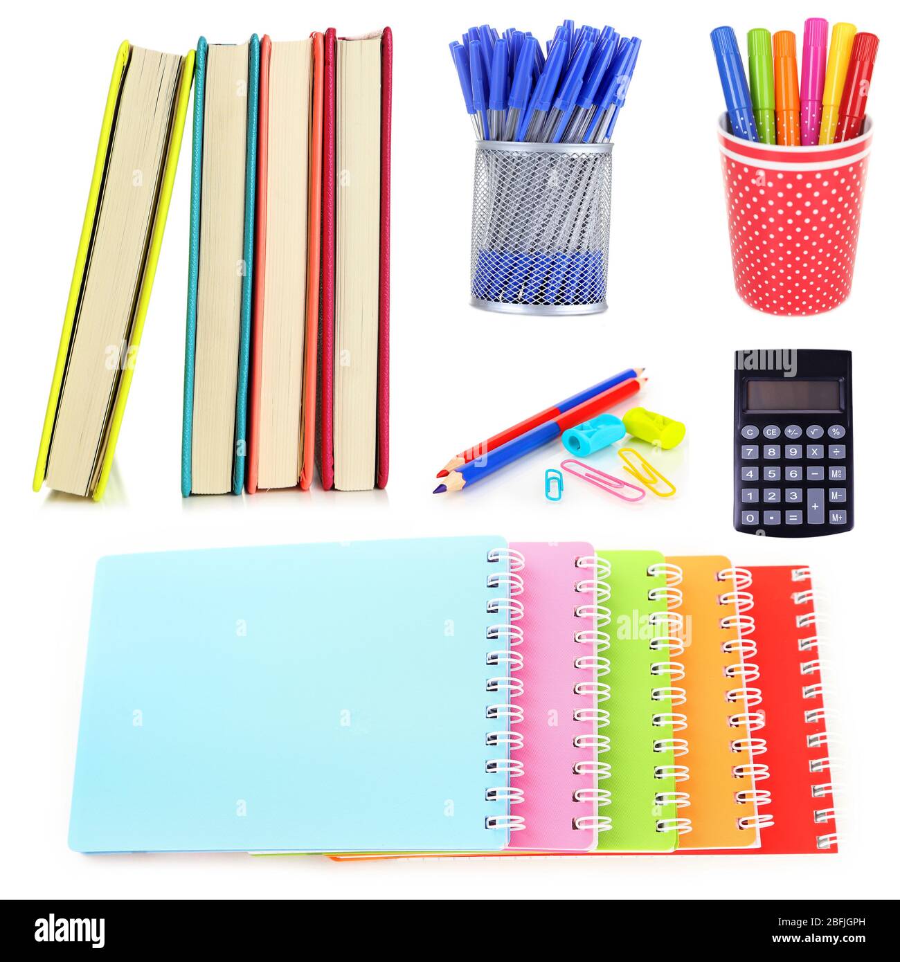 Bright school stationery, isolated on white Stock Photo - Alamy