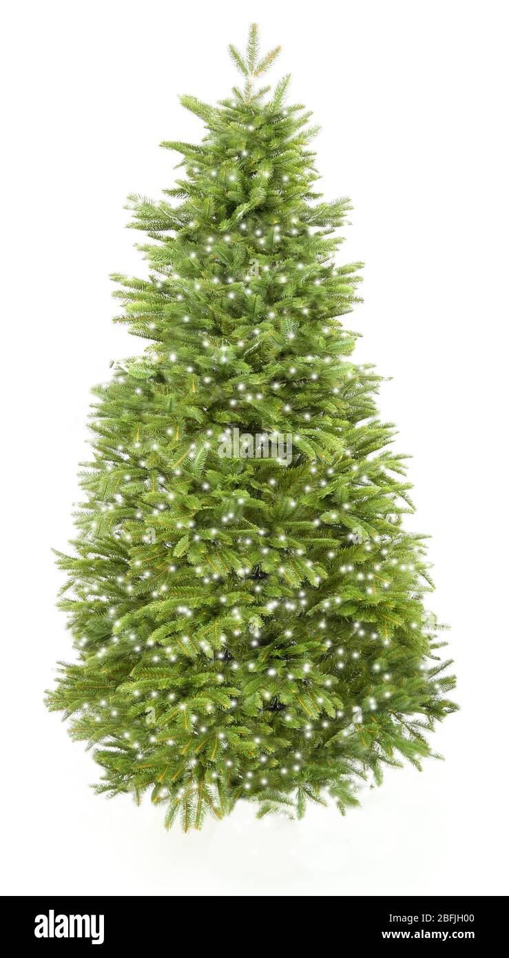 Artificial fir tree isolated on white Stock Photo - Alamy