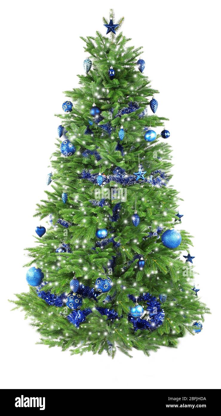 Christmas tree isolated on white Stock Photo - Alamy