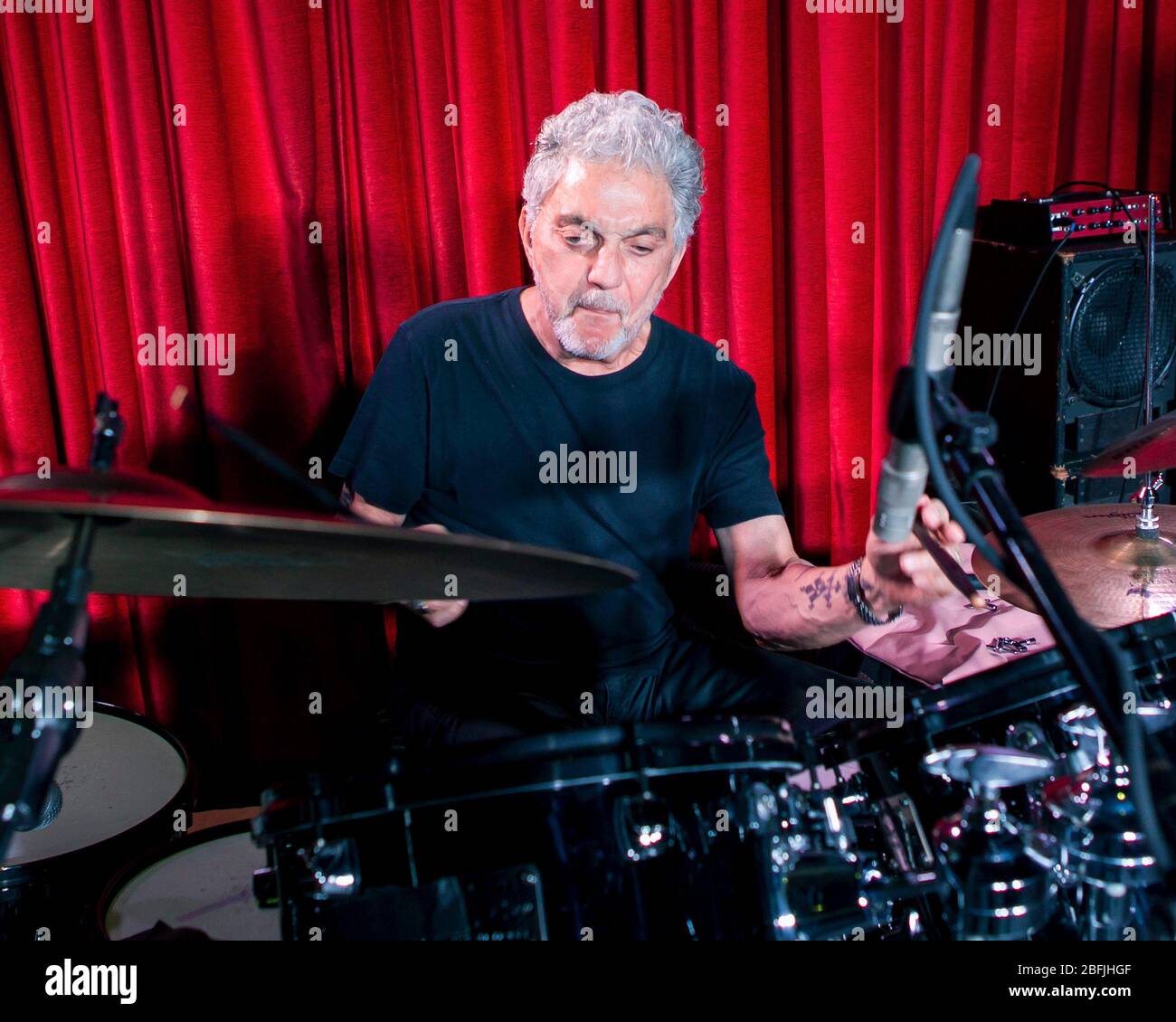 Drummer Steve Gadd warms up before a show with his band, the Steve Gadd ...