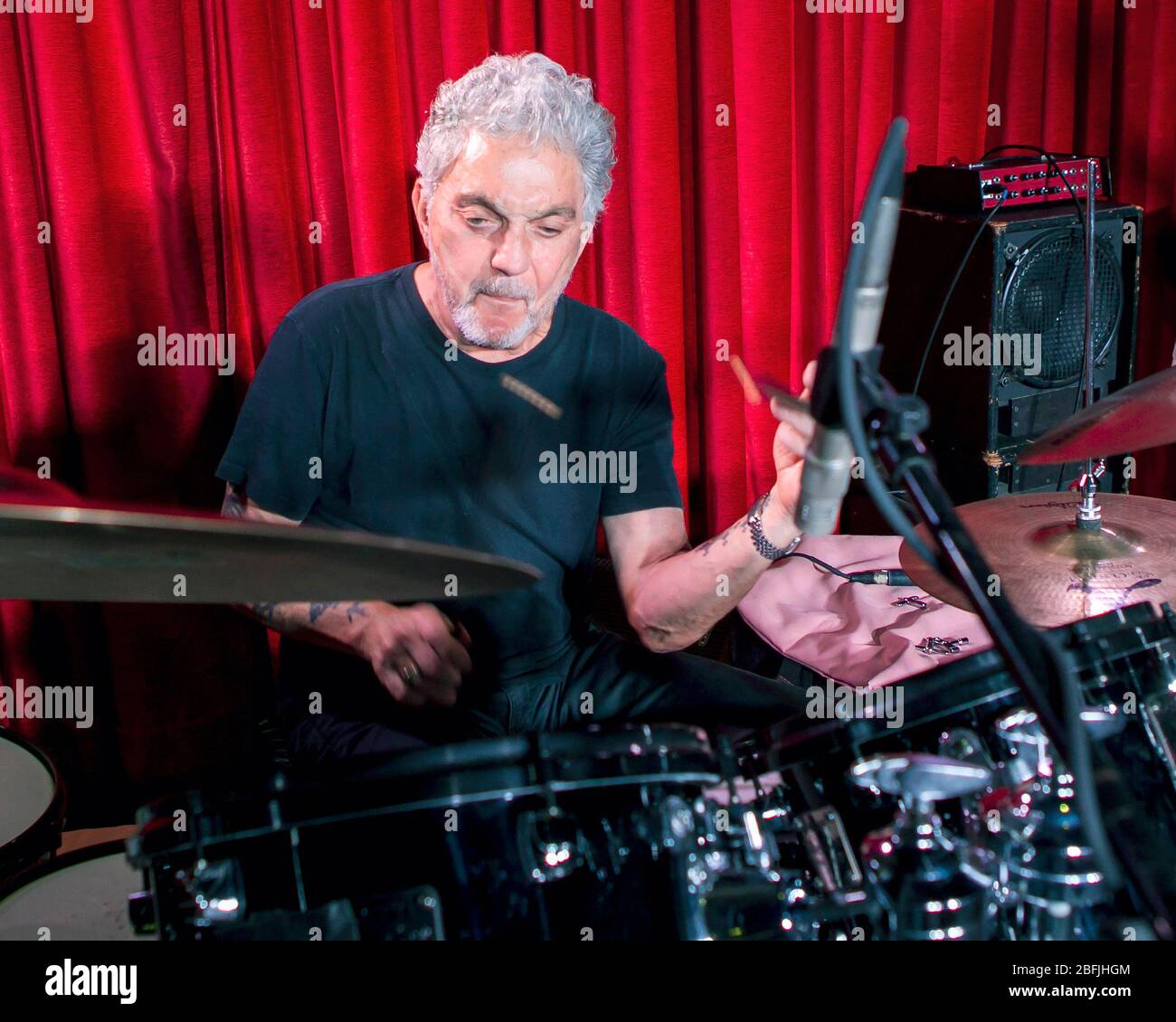 Drummer Steve Gadd warms up before a show with his band, the Steve Gadd ...