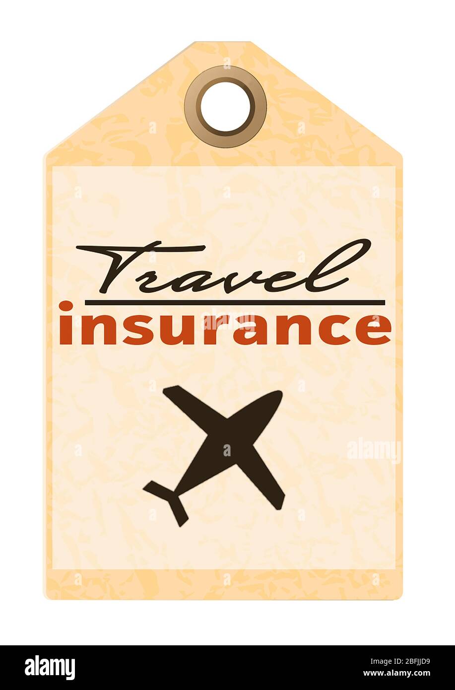 Travel insurance tag isolated on white Stock Photo - Alamy