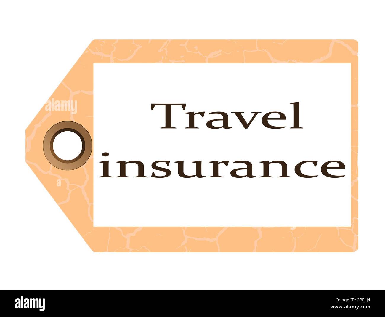 Travel insurance tag isolated on white Stock Photo - Alamy