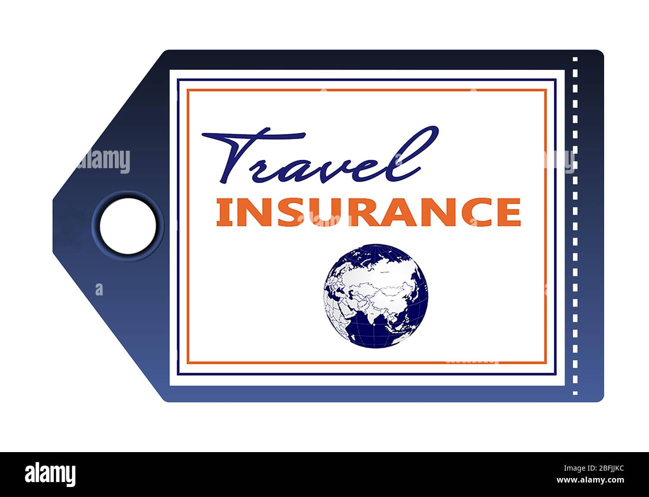 Travel insurance tag isolated on white Stock Photo - Alamy