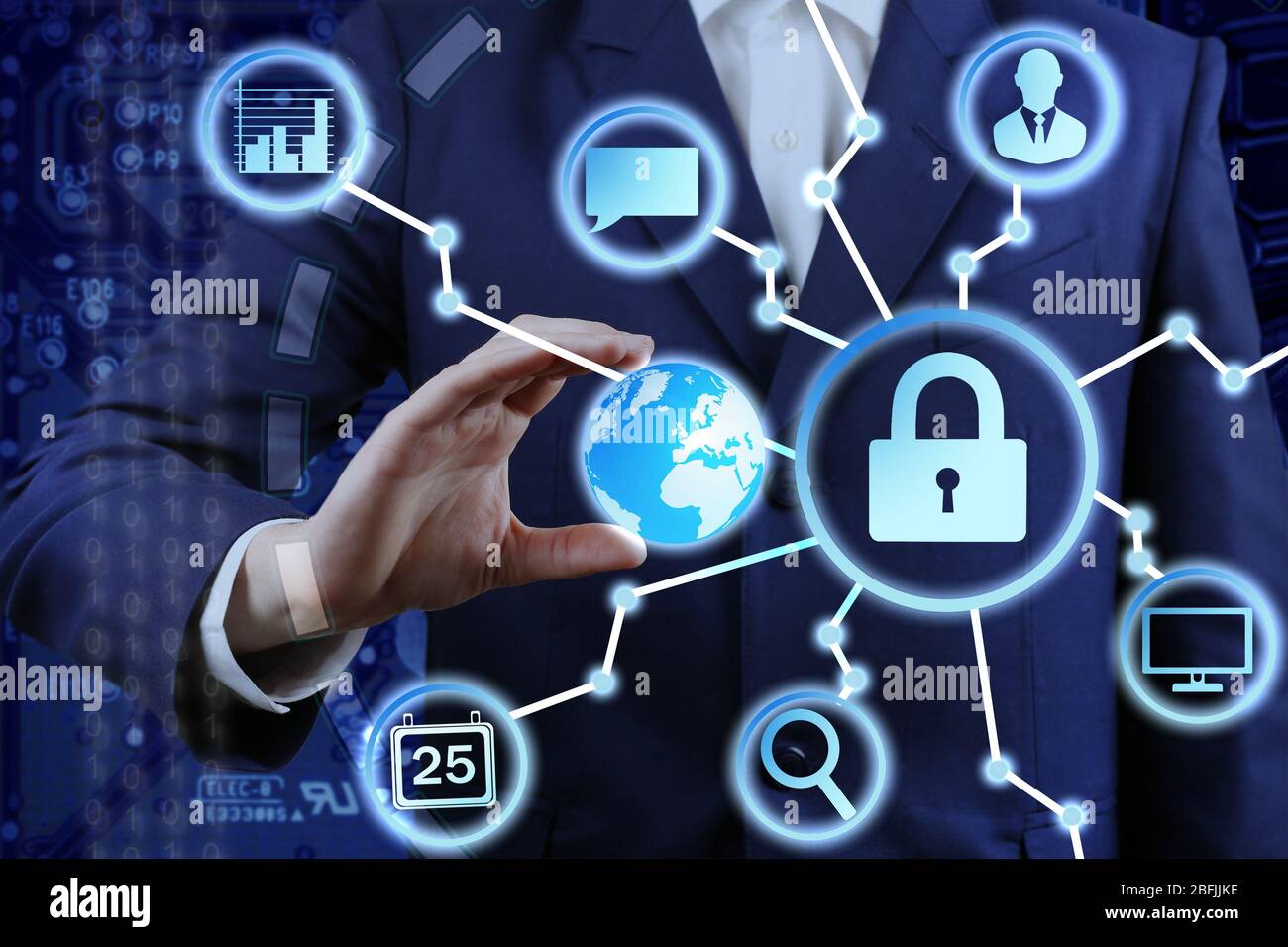 Graphic symbol of a lock on a computer information. Computer security ...