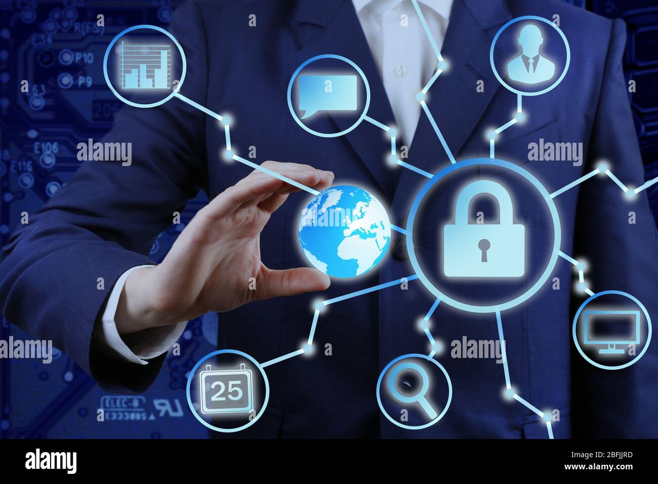 Graphic symbol of a lock on a computer information. Computer security ...