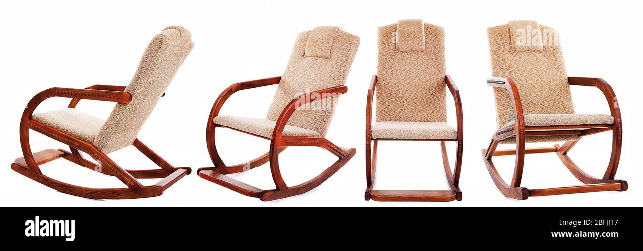 Collage of rocking-chair isolated on white Stock Photo - Alamy