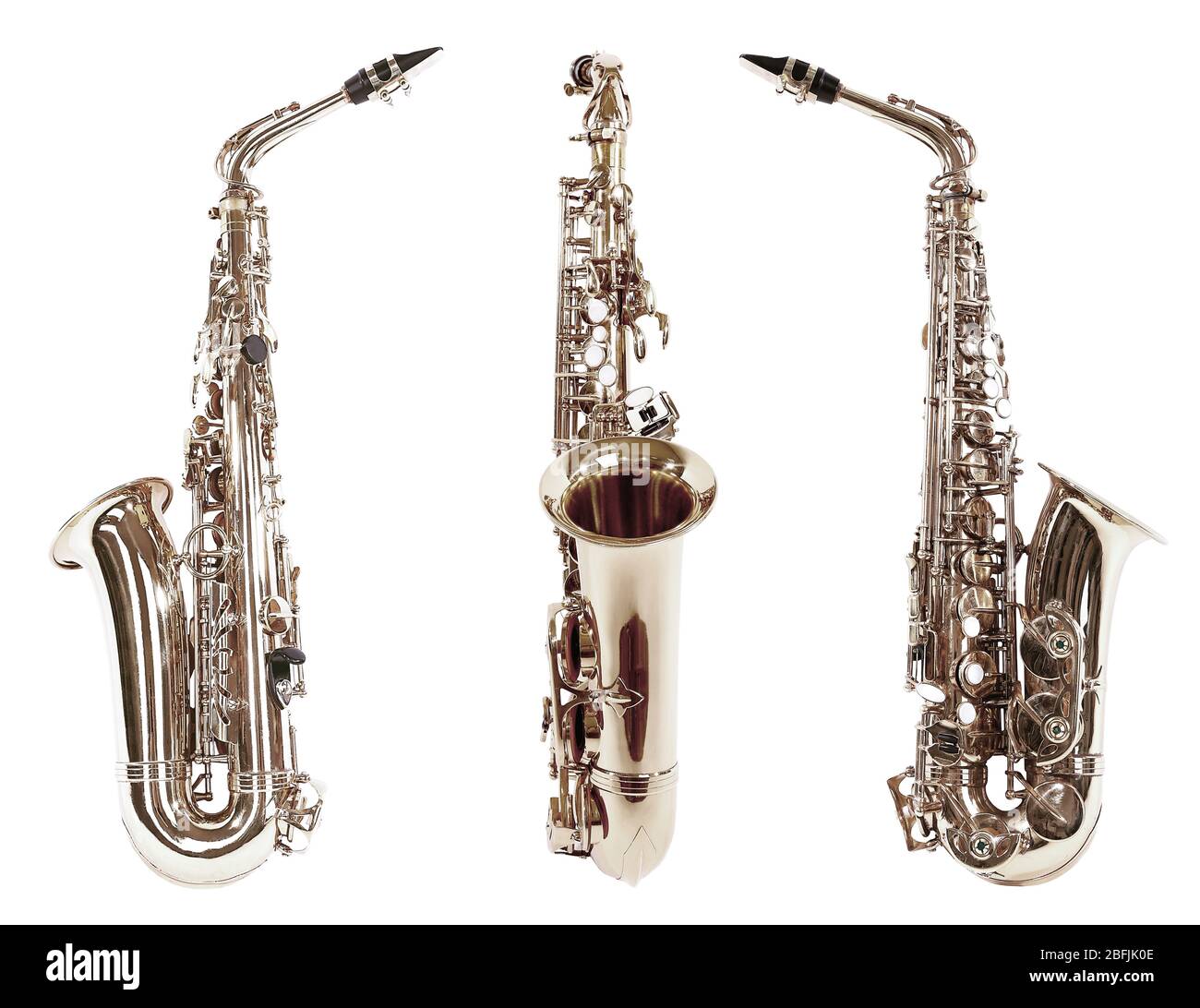 Saxophones isolated on white Stock Photo - Alamy