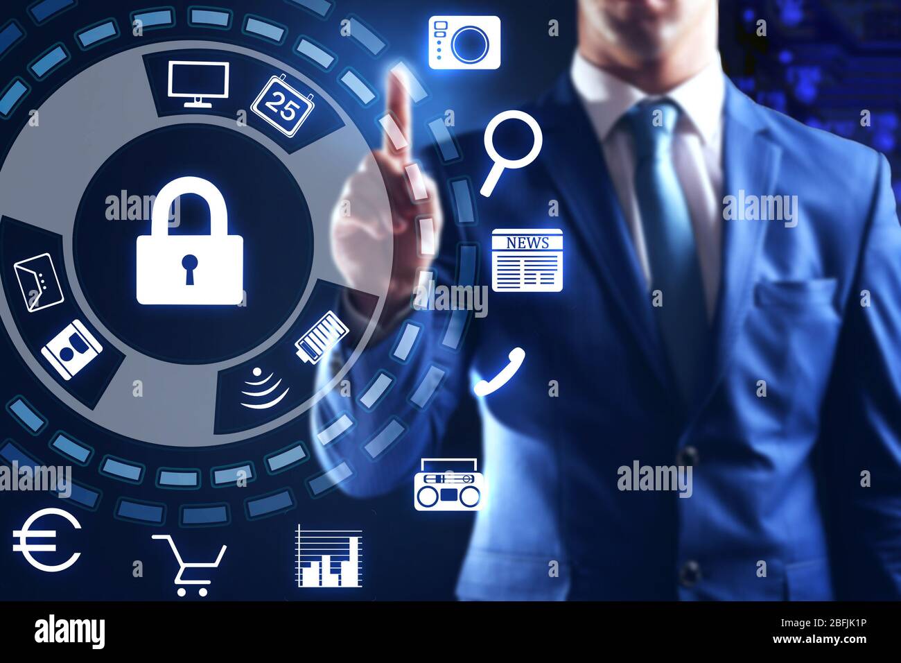 Graphic symbol of a lock on a computer information. Computer security ...