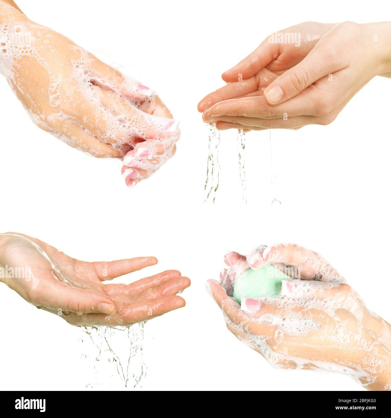 Collage of washing hands isolated on white Stock Photo - Alamy
