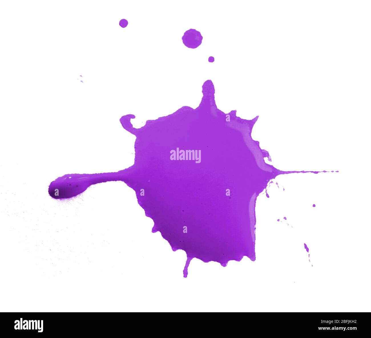Purple splashes of paint isolated on white Stock Photo - Alamy