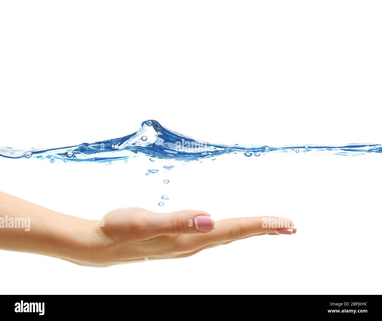 Hand and water wave isolated on white Stock Photo - Alamy
