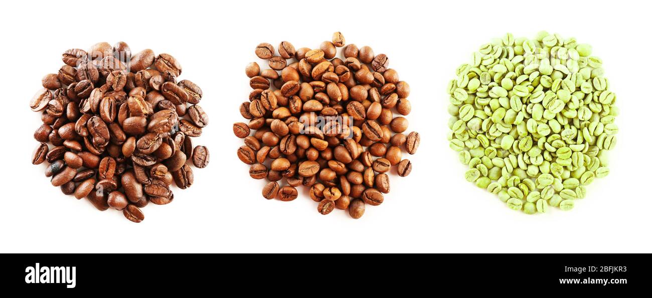 Different coffee beans isolated on white Stock Photo - Alamy