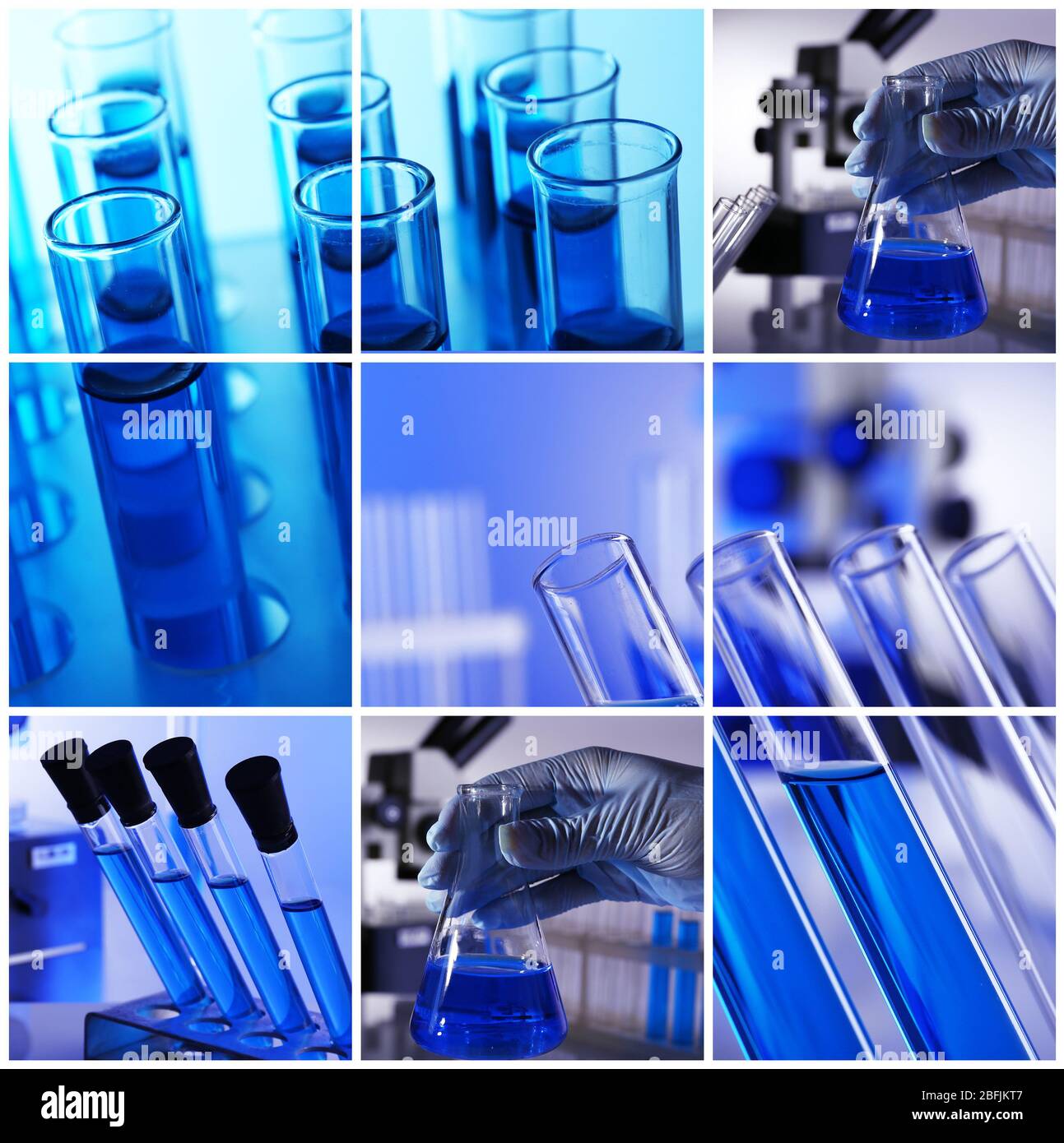 Collage of scientific elements in laboratory Stock Photo - Alamy