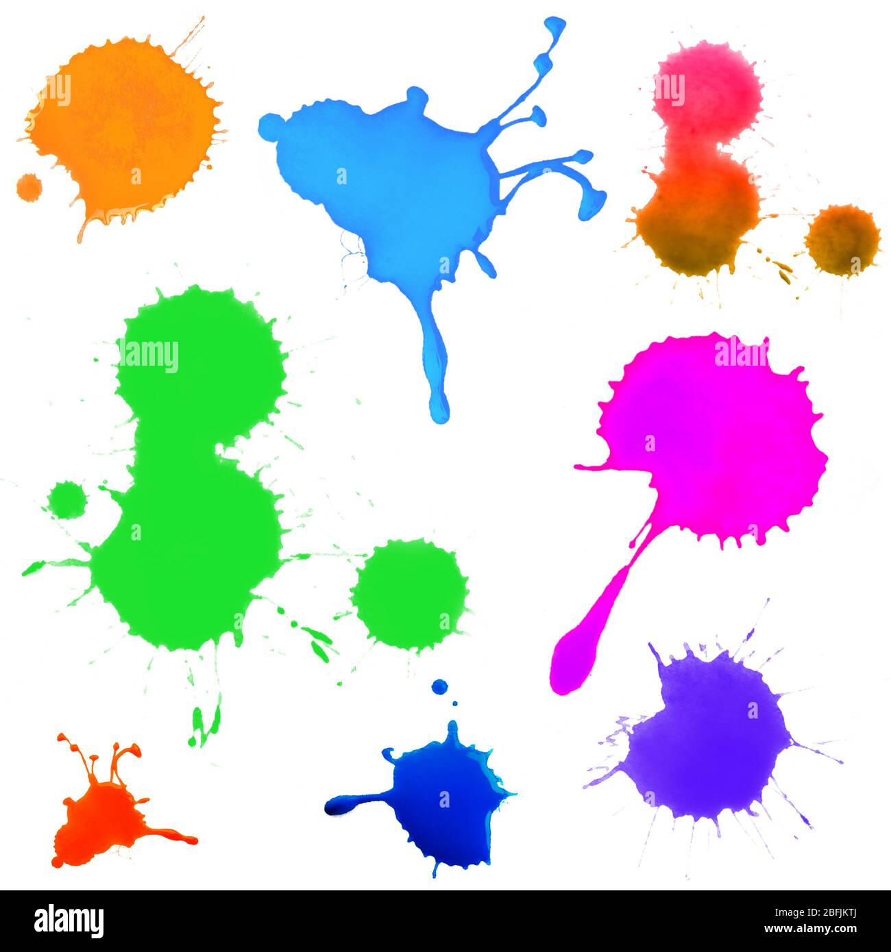 Colorful splashes of paint isolated on white Stock Photo - Alamy