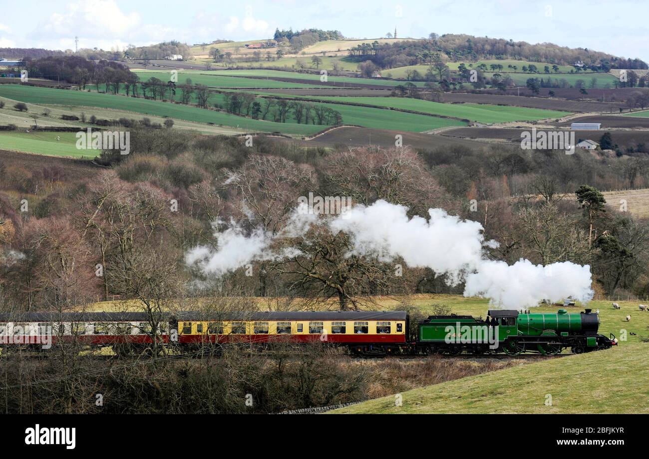 The 246 Morayshire LNER Class D49 passes over the Avonbank Viaduct on ...