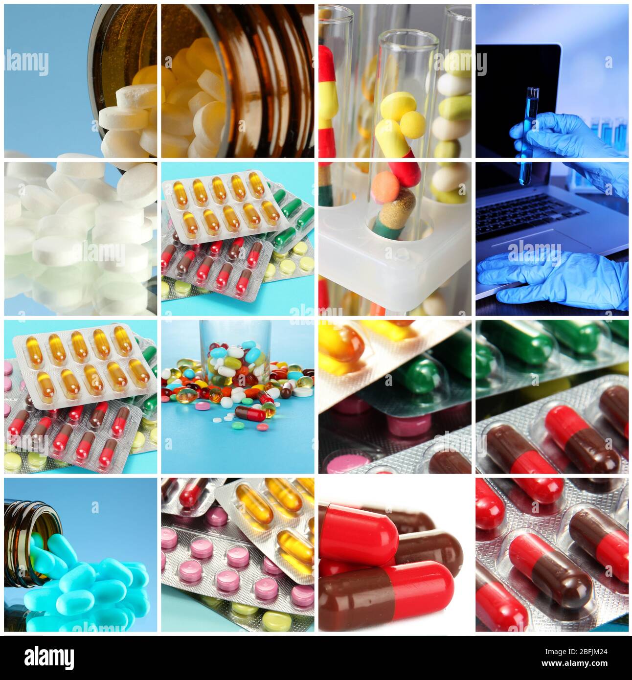 Collage of medical elements in laboratory Stock Photo - Alamy