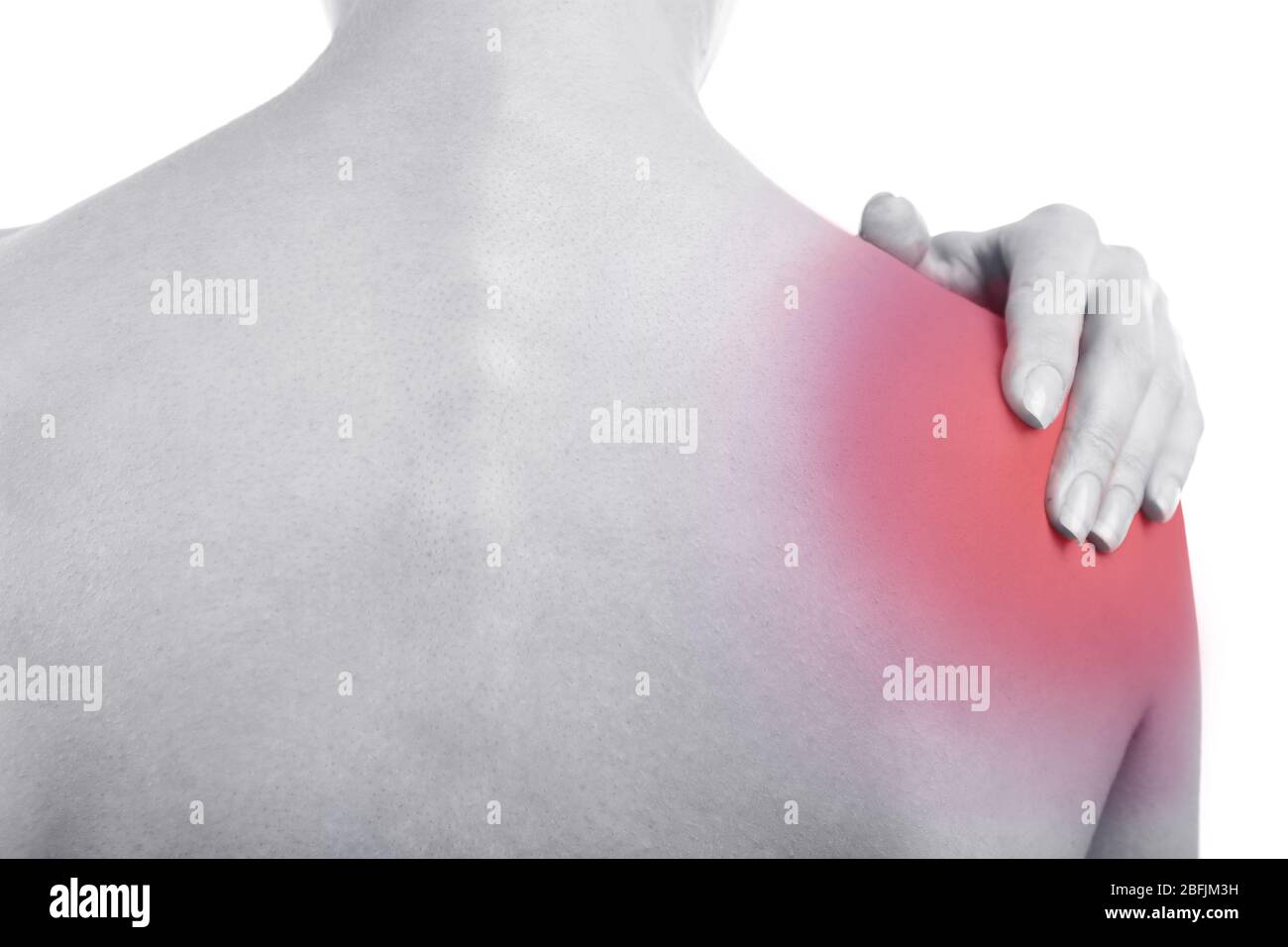 Young girl with shoulder pain close up Stock Photo - Alamy
