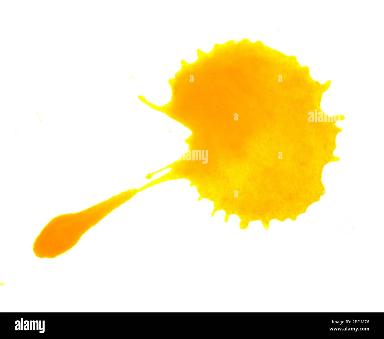 Yellow splashes of paint isolated on white Stock Photo - Alamy