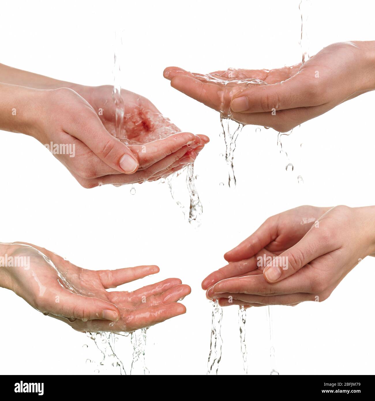 Human hands with water splashing on them isolated on white Stock Photo ...