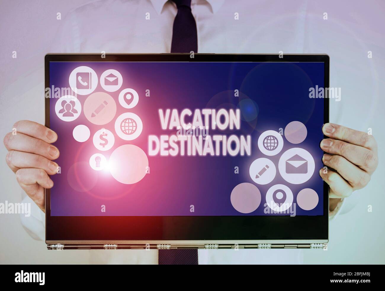 Writing note showing Vacation Destination. Business concept for a place ...
