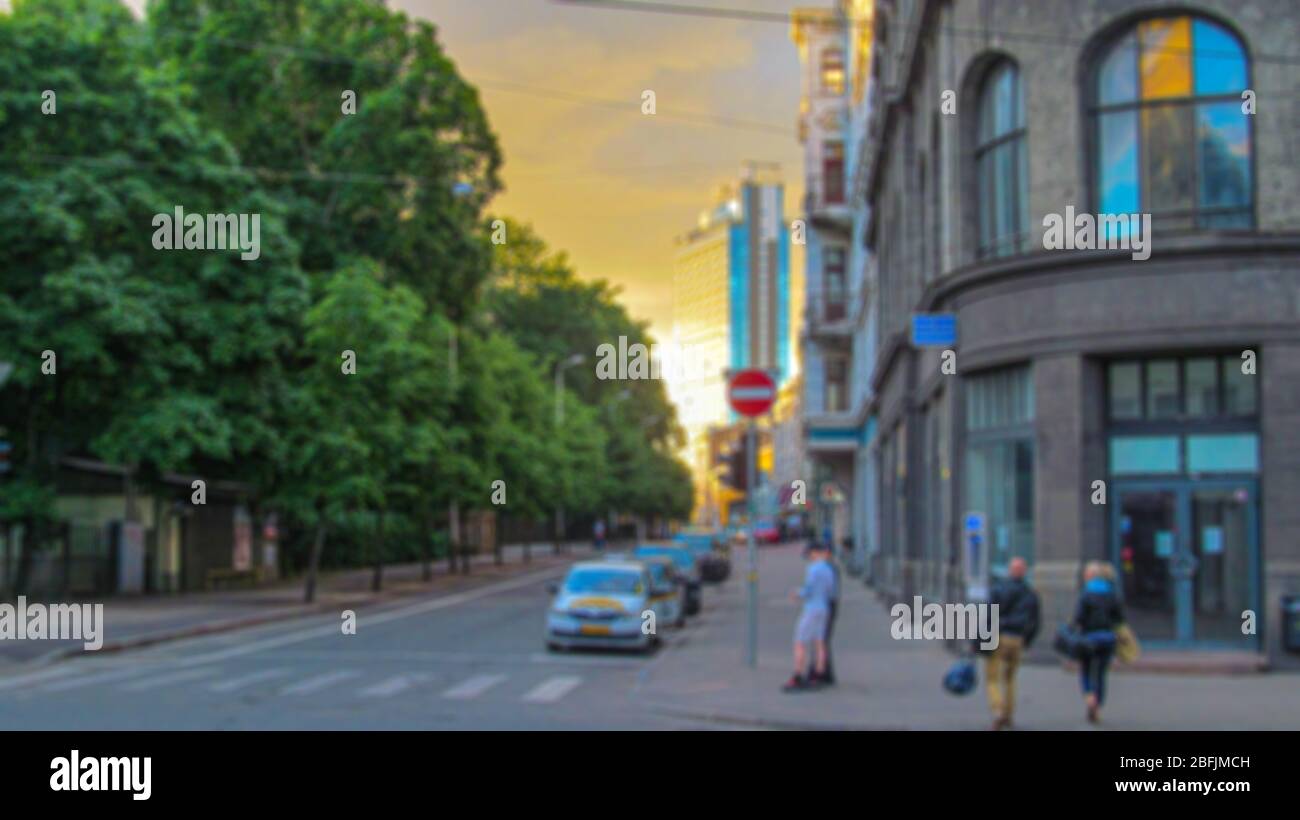 Blurred background of a city street. Urban landscape. Creative theme ...