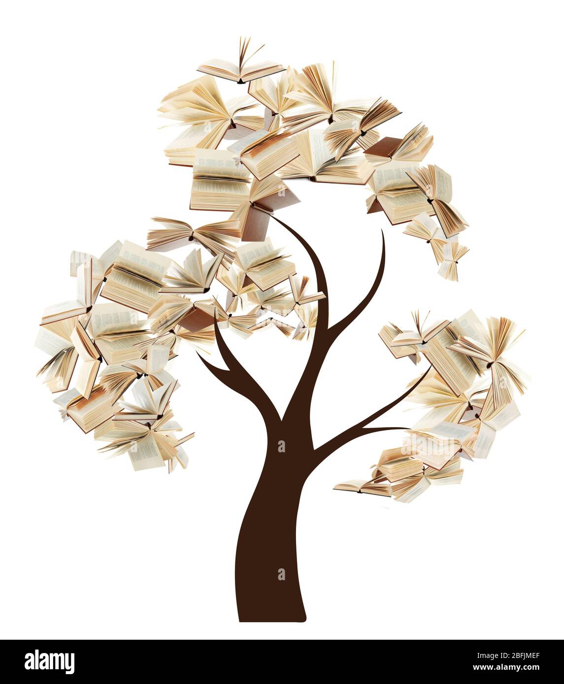 Book tree isolated on white Stock Photo - Alamy
