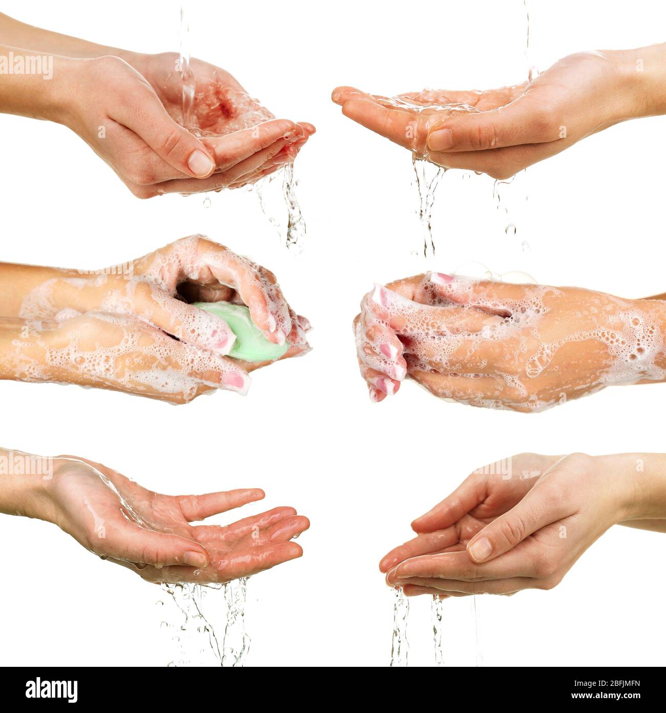 Collage of washing hands isolated on white Stock Photo - Alamy
