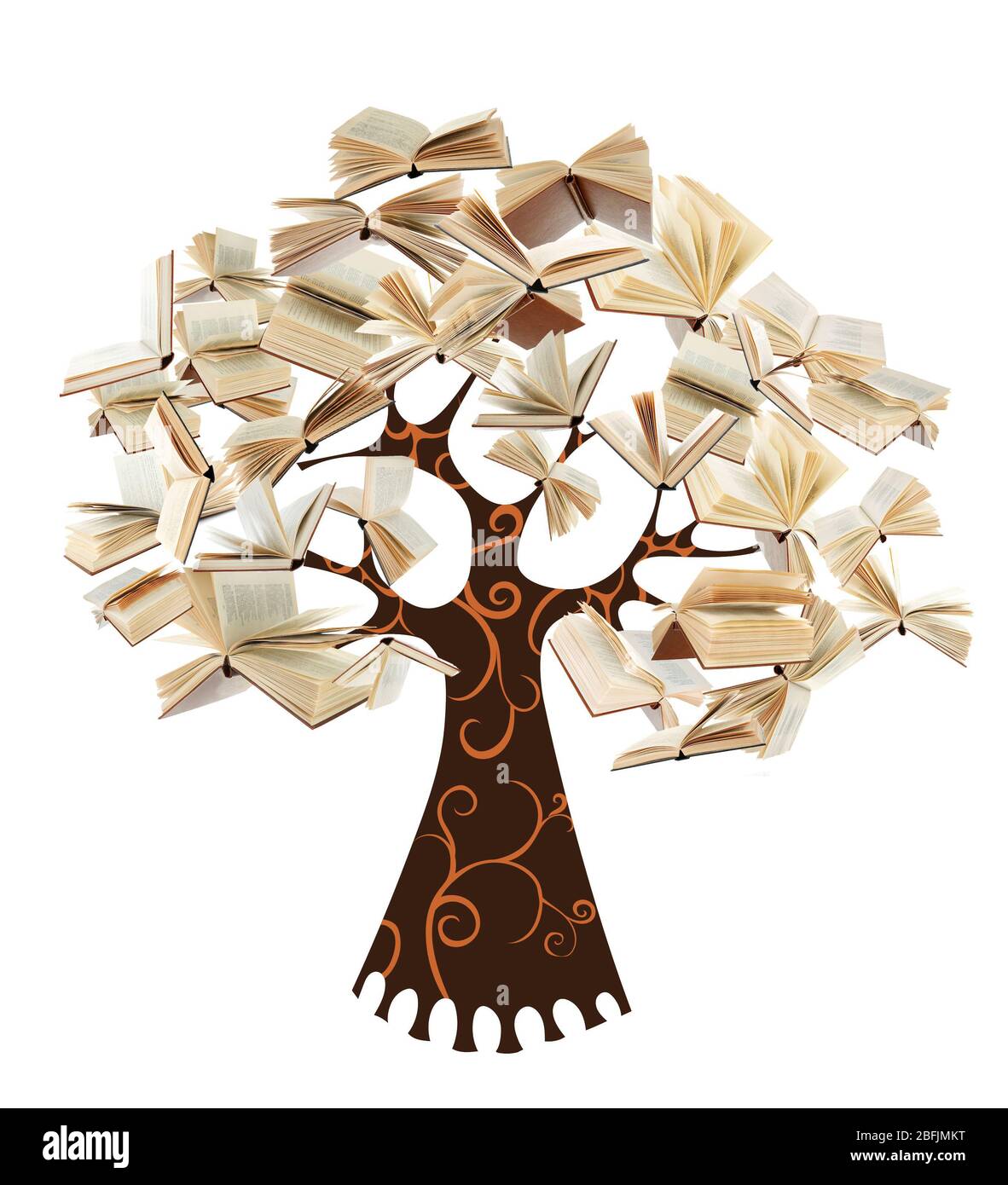 Book tree isolated on white Stock Photo - Alamy