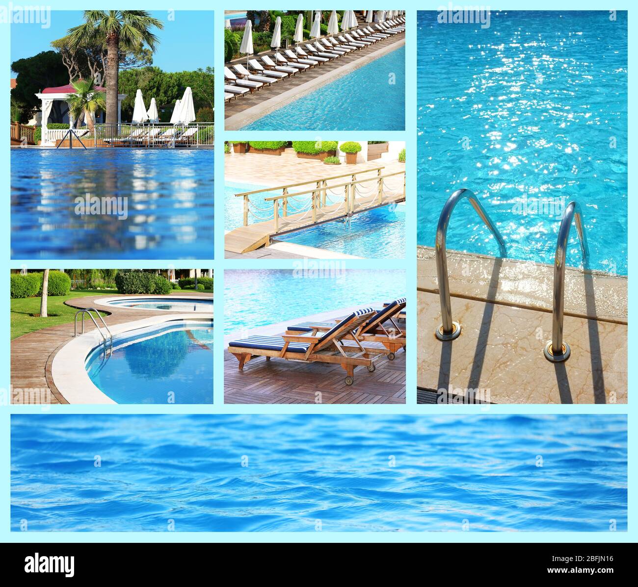 Collage of photos with swimming pool Stock Photo - Alamy