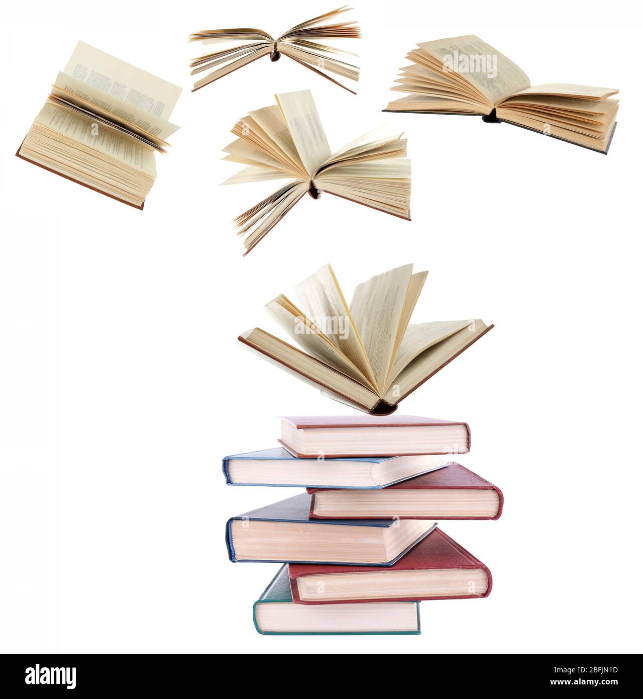Flying books isolated on white Stock Photo - Alamy