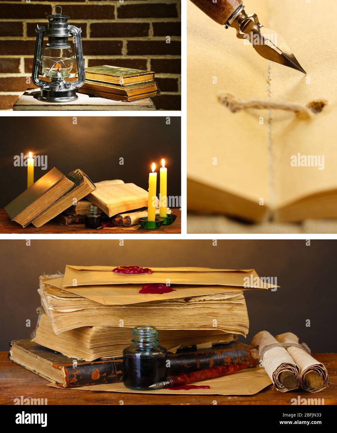 Collage of many old books Stock Photo - Alamy