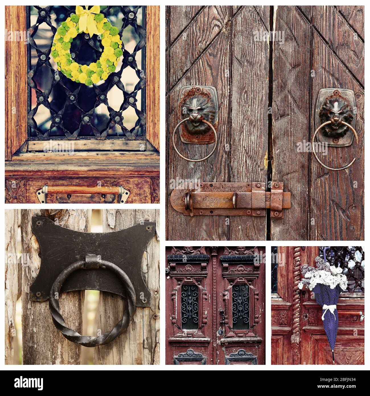 Collage of old vintage doors Stock Photo - Alamy