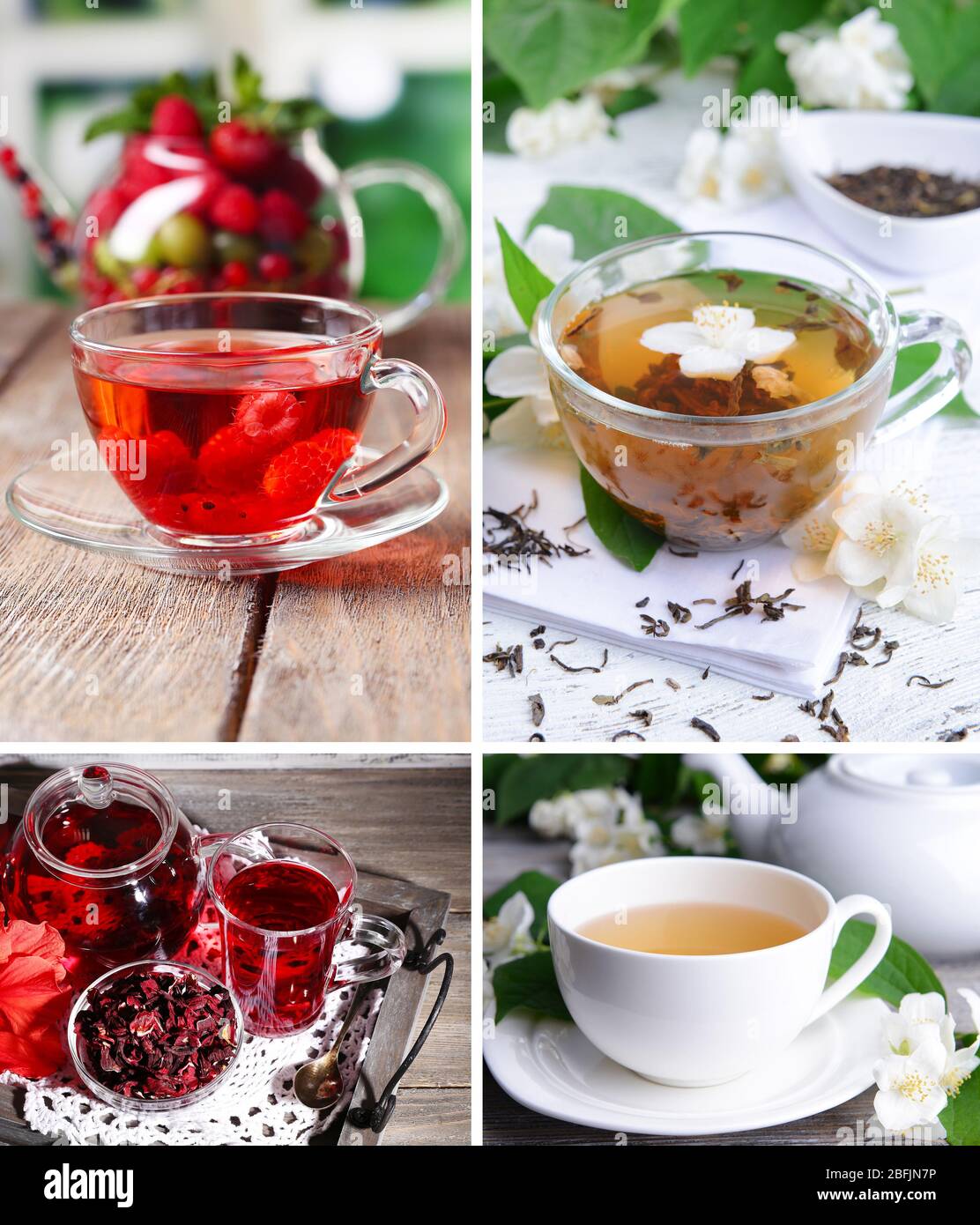 Collage of tasty tea Stock Photo - Alamy