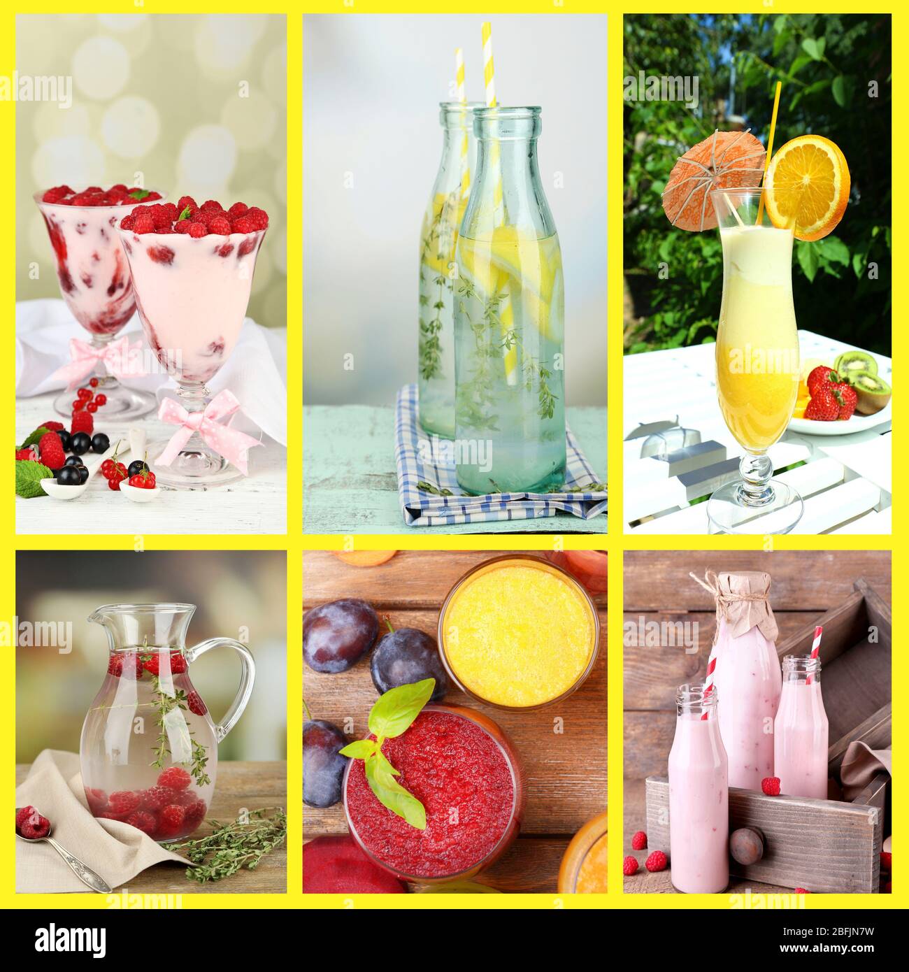 Collage of cold summer beverages Stock Photo - Alamy