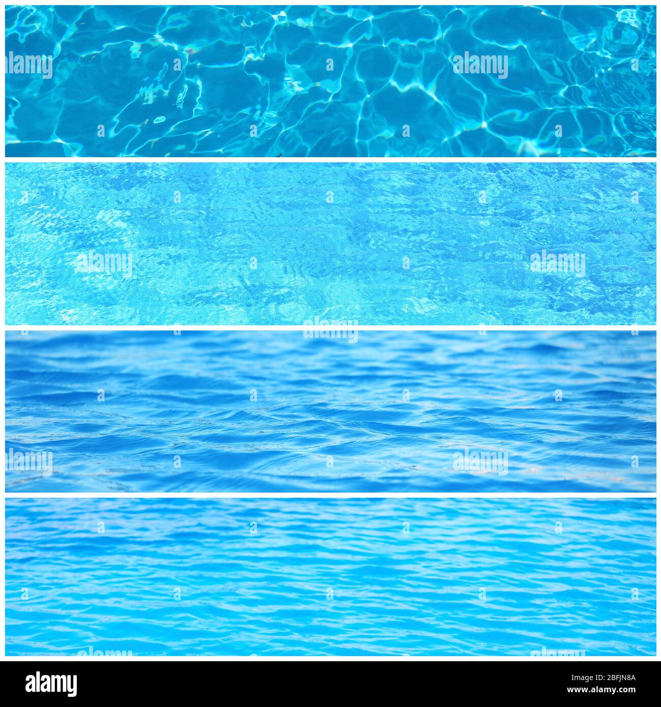 Collage of photos with water waves in swimming pool Stock Photo - Alamy