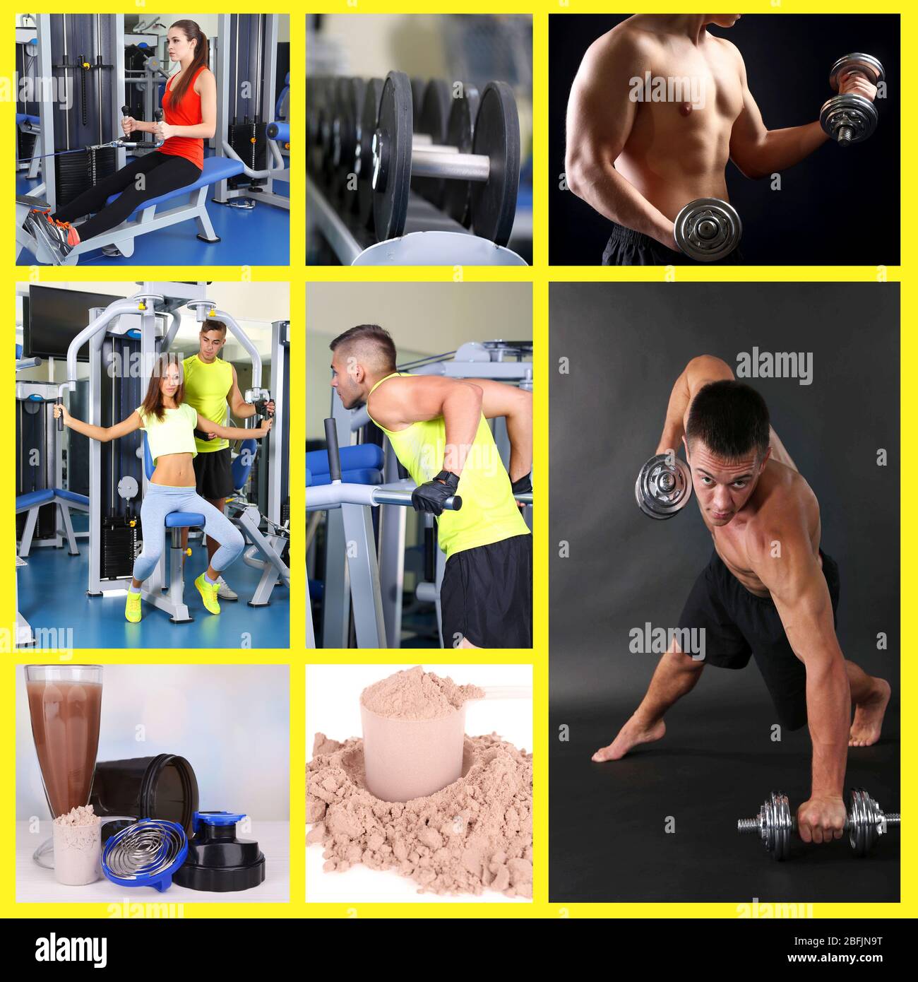 Collage of sportsmen and sport nutrition Stock Photo - Alamy