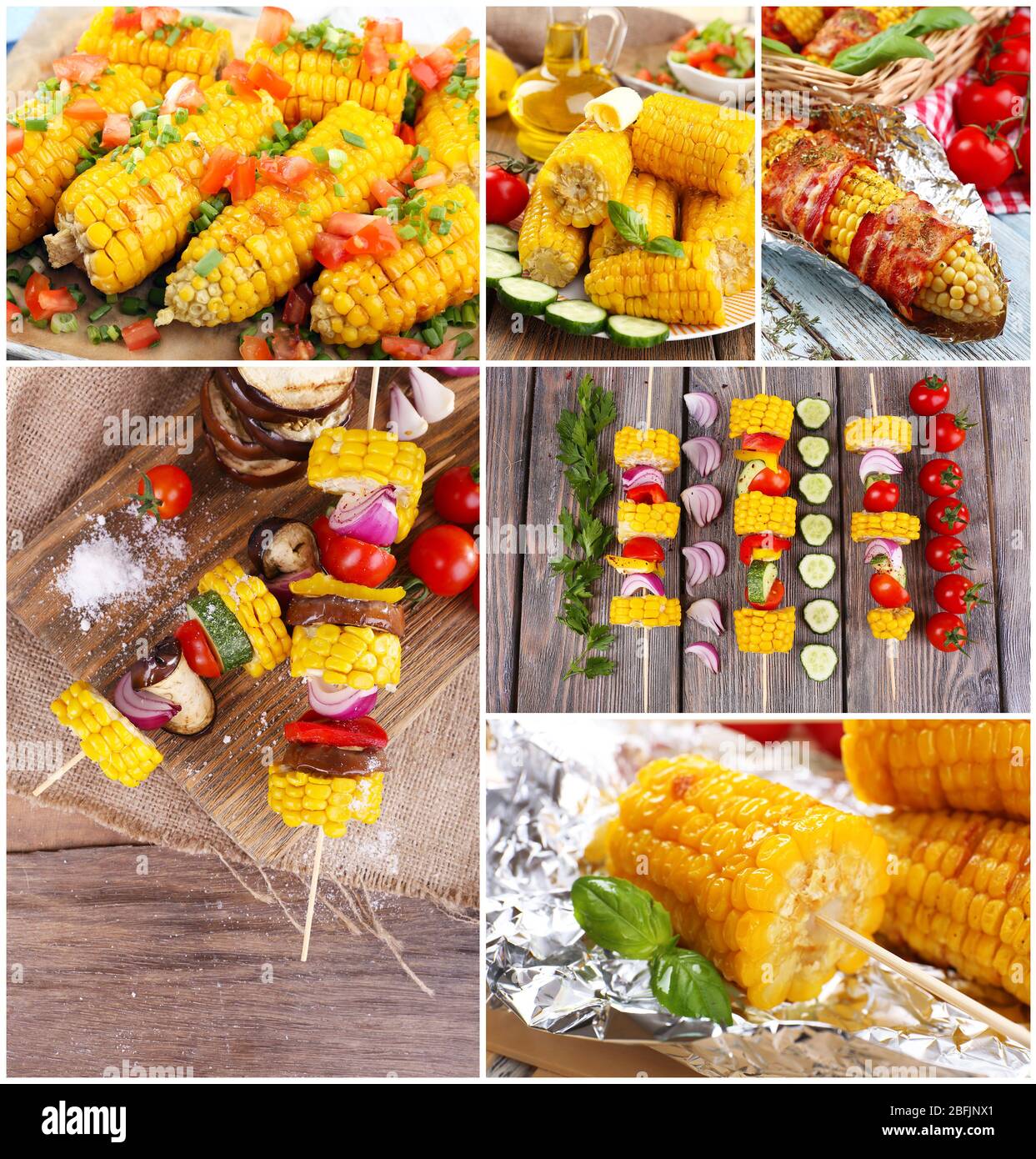 Collage of grilled corn cobs Stock Photo - Alamy