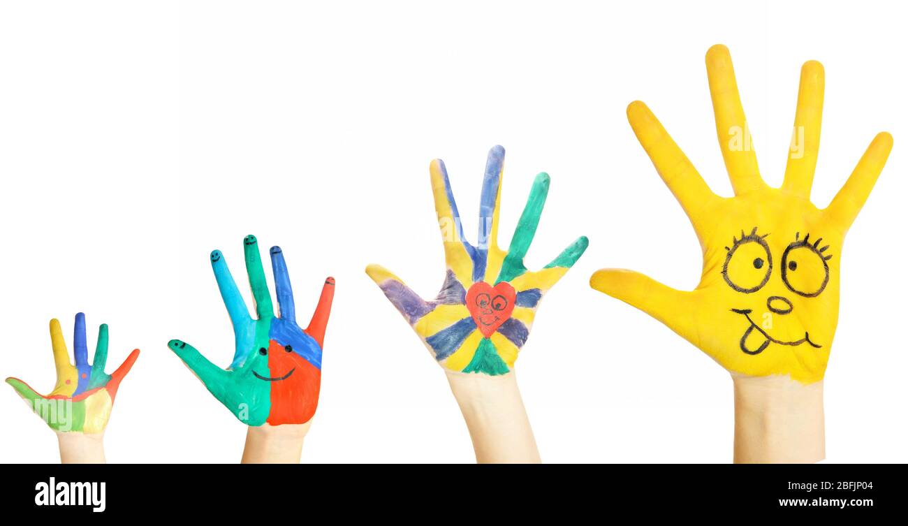 Painted hands isolated on white Stock Photo - Alamy