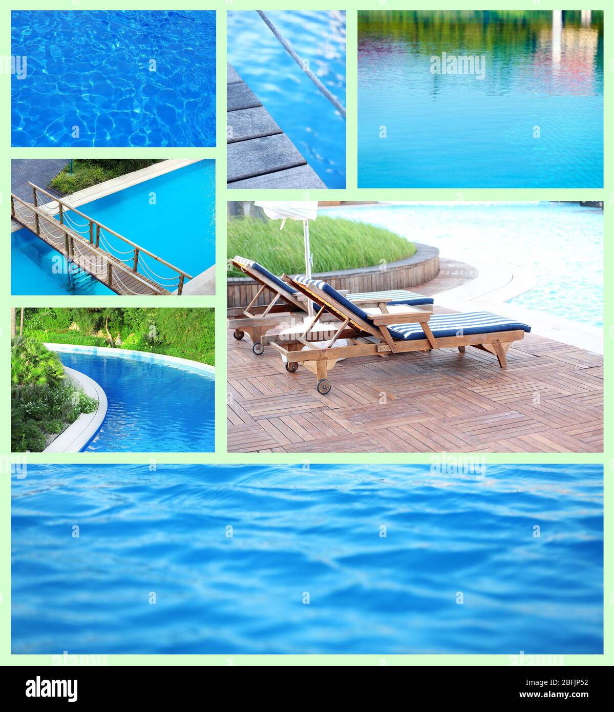 Collage of photos with swimming pool Stock Photo - Alamy