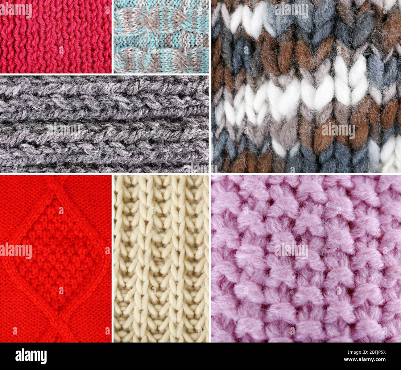 Knitted fabric collage Stock Photo - Alamy