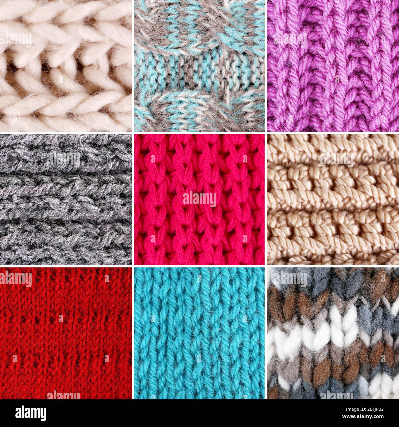 Knitted fabric collage Stock Photo - Alamy