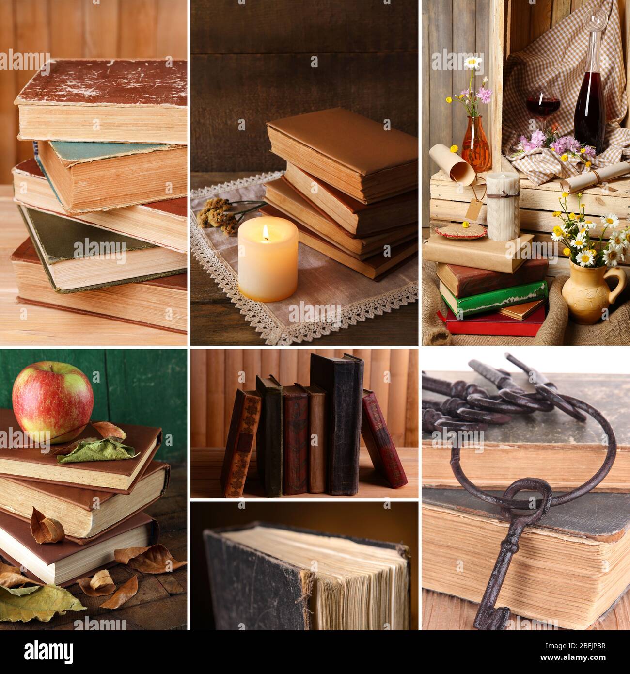 Collage of many old books Stock Photo - Alamy