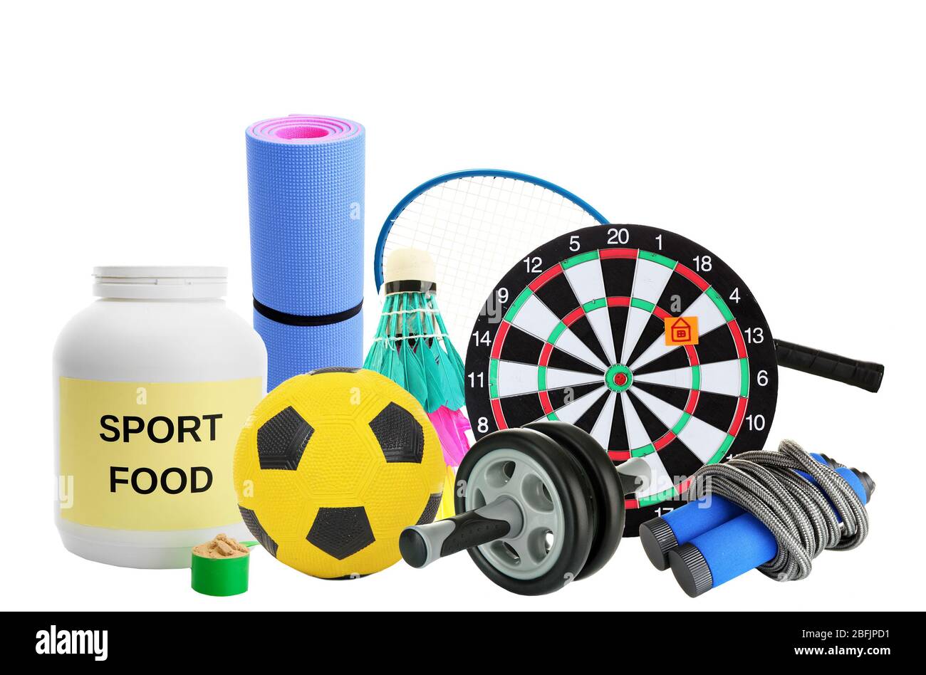 Sporting goods isolated on white Stock Photo - Alamy