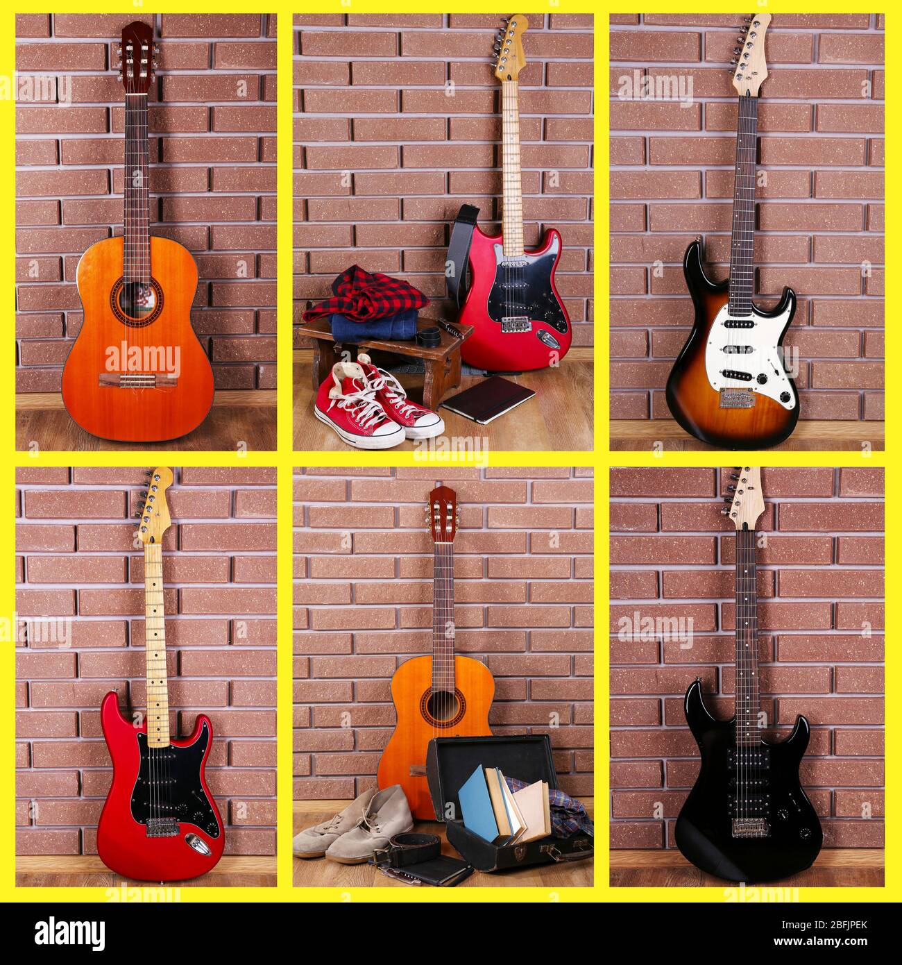 Collage of modern guitar Stock Photo - Alamy